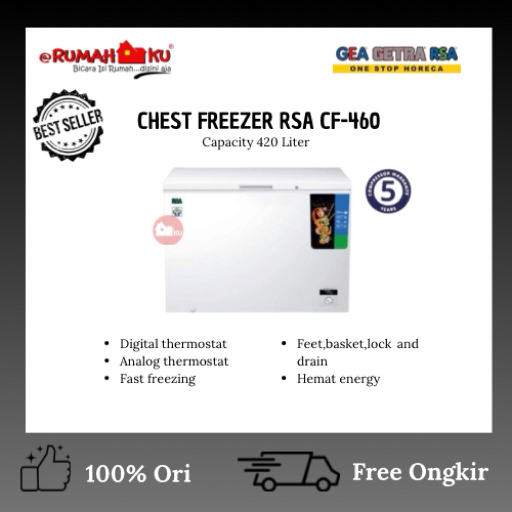 Jual RSA CHEST FREEZER CF-460/FREEZER BOX RSA KAPASITAS 420L/FREEZER ...