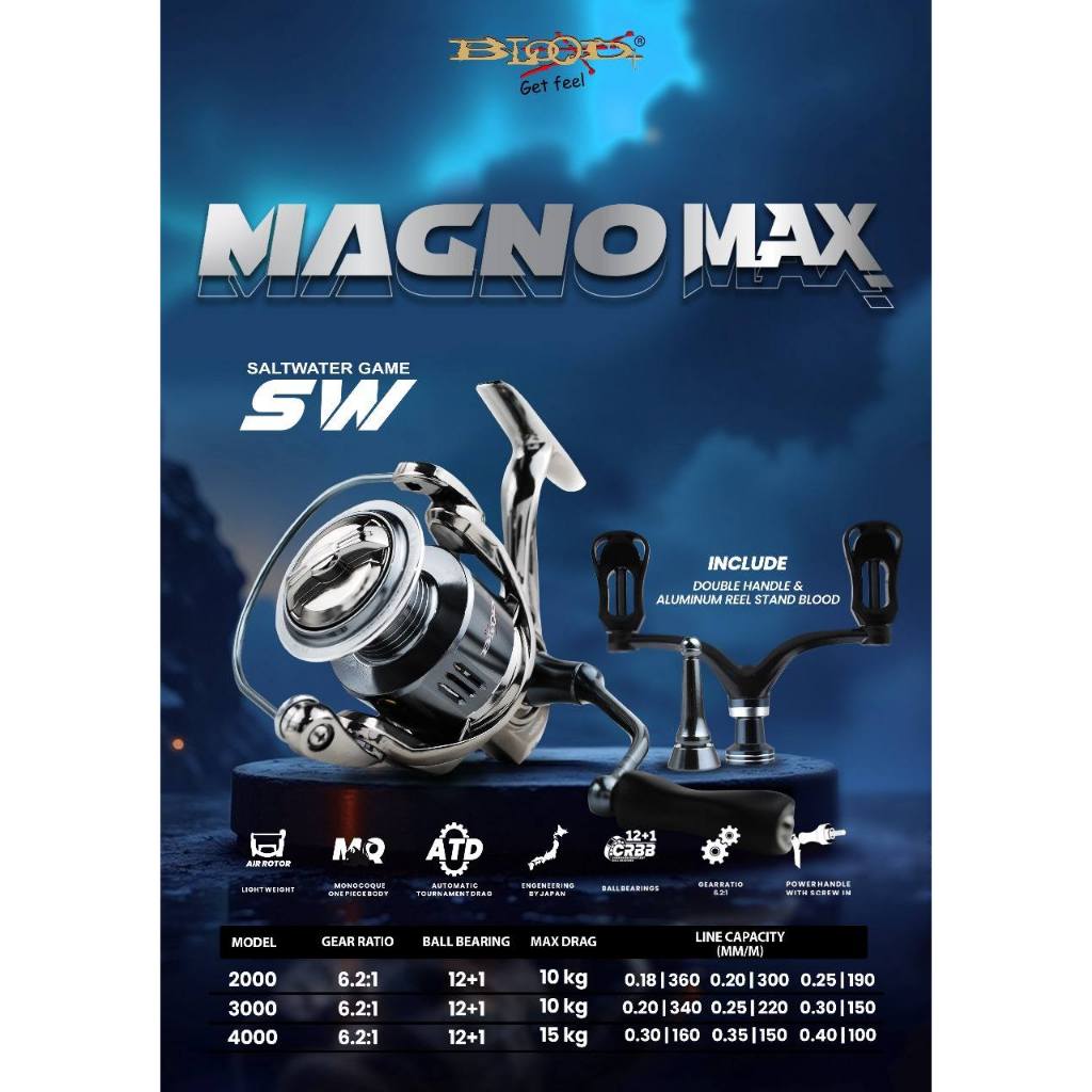 Jual Reel SPINNING BLOOD MAGNO MAX SW (SALTWATER GAME) | Shopee Indonesia