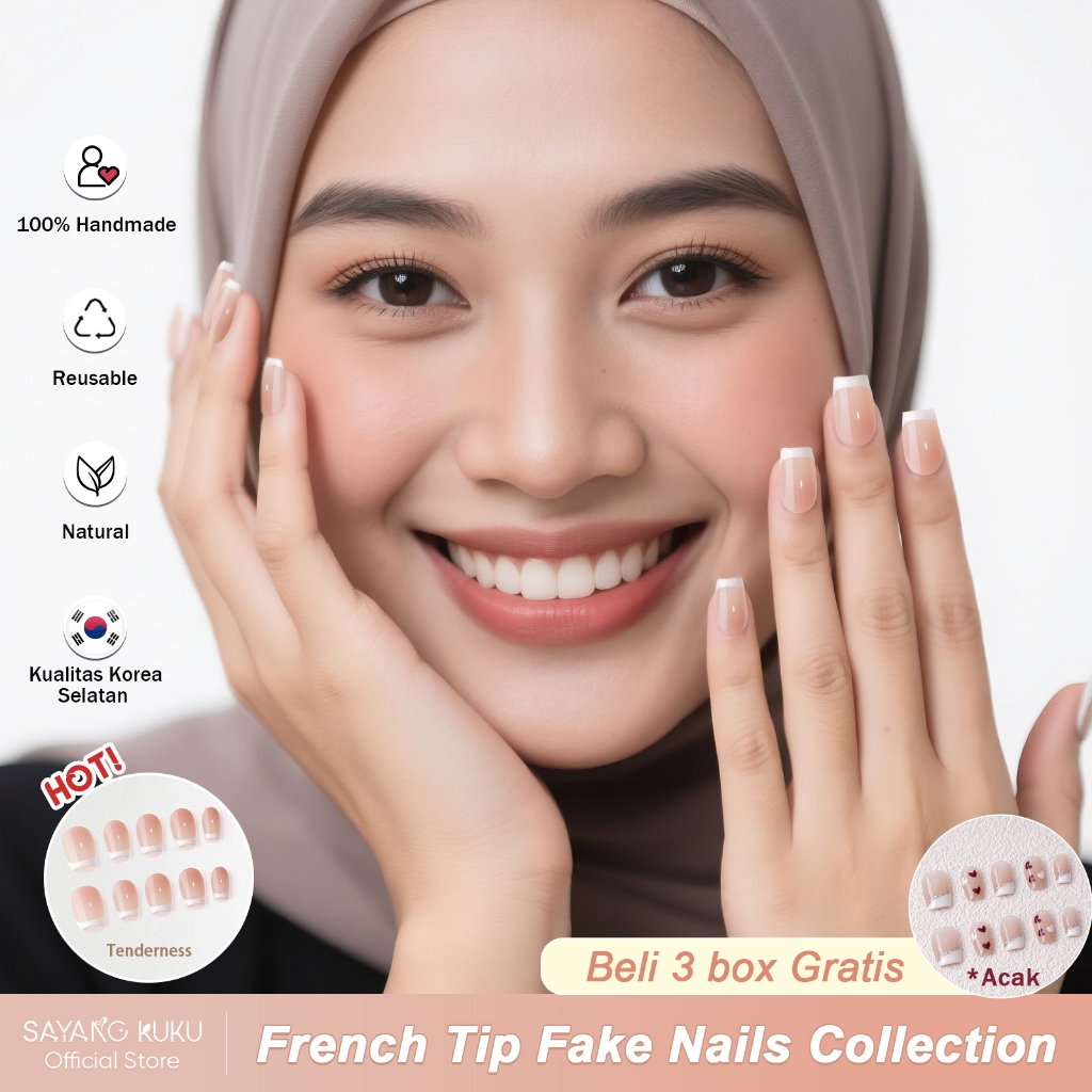 Jual 【Beli 3 dapat 7】Sayang Kuku x Miniso 3D Kuku Palsu French Tip ...