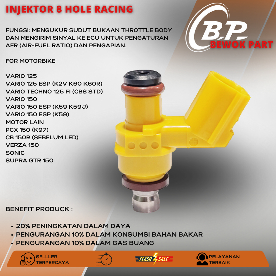 Jual INJECTOR 8 HOLE HONDA 125 CC - 150 CC SUPER INJECTOR RACING 8 HOLE ...