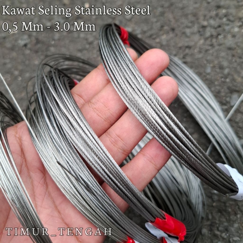 Jual Kawat Seling Stainless Steel 0,5 mm 0,8 mm 1 mm 1,2 mm 1,5 mm 2 mm 3 mm Sling Wire Stenlis ...