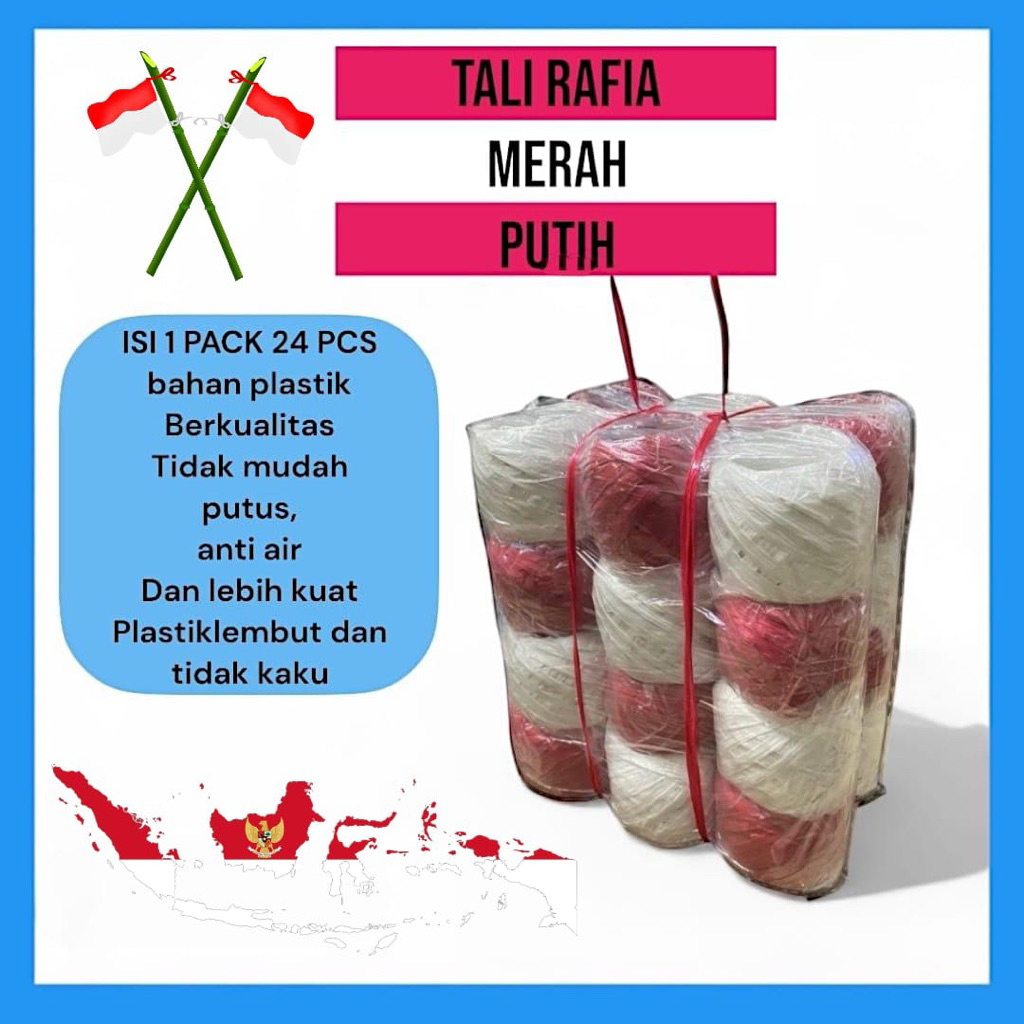 Jual Tali Rafia Merah Putih - ecer 2500 | Shopee Indonesia