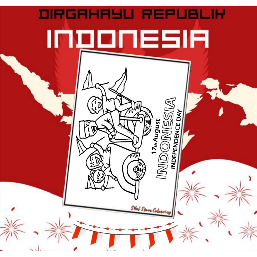 Jual Kertas Mewarnai Gambar Anak Tema HUT RI ( 17 agustu) / 10 Lembar ...