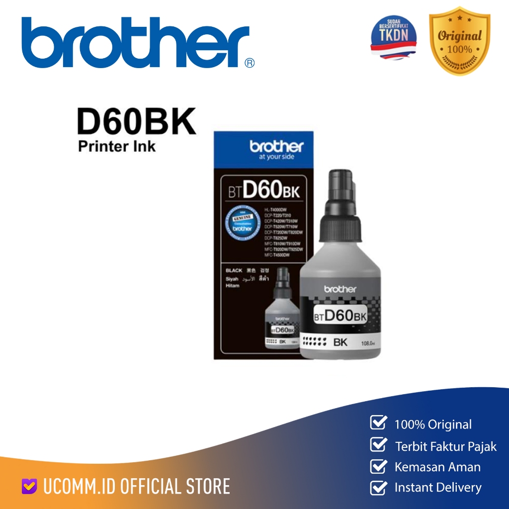 Jual BROTHER Ink BT D60BK Tinta Cartridge Brother Black Tinta Brother ...