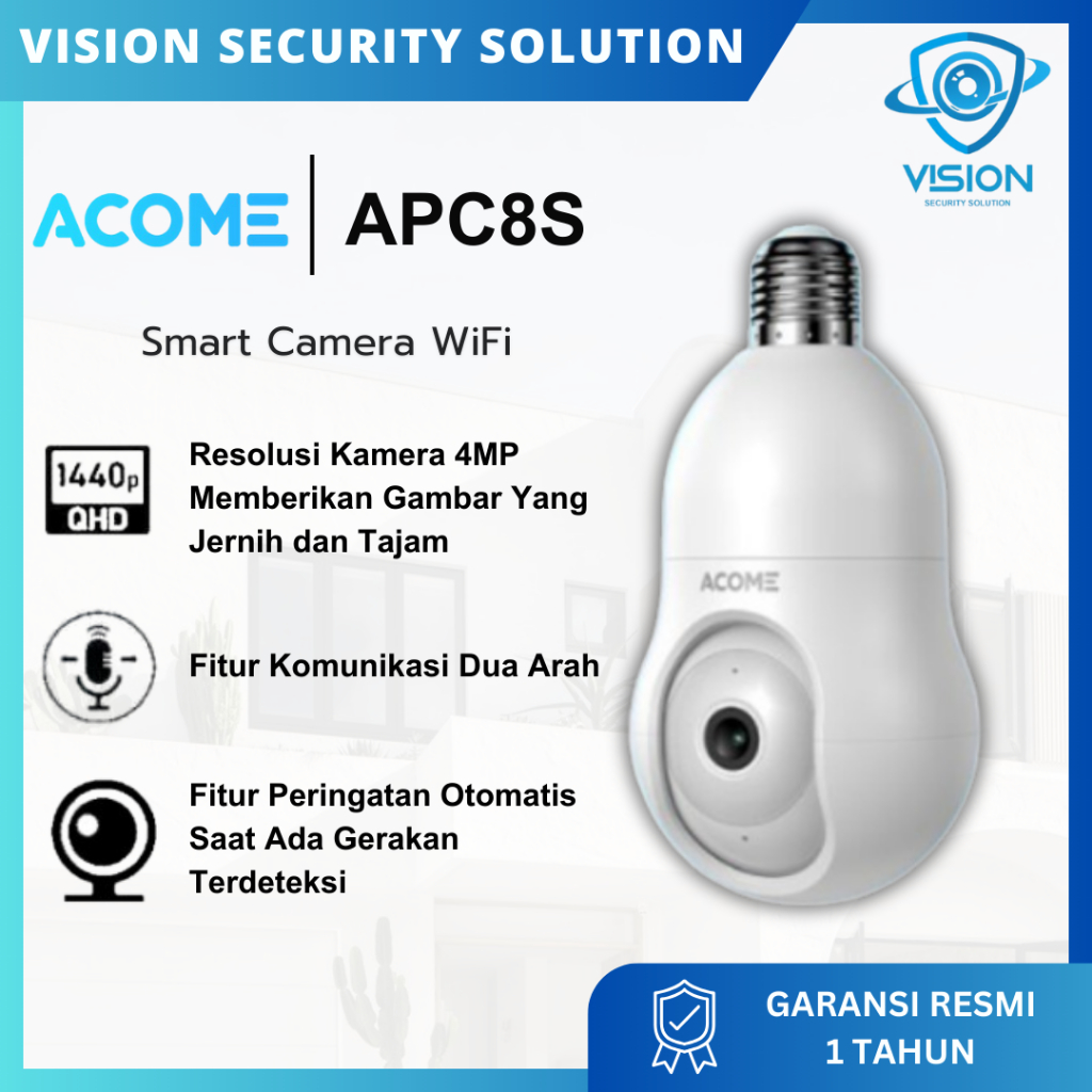 Jual Acome APC8S 4MP Cctv Pan & Tilt Bohlam Indoor WiFi Two Way Talk ...