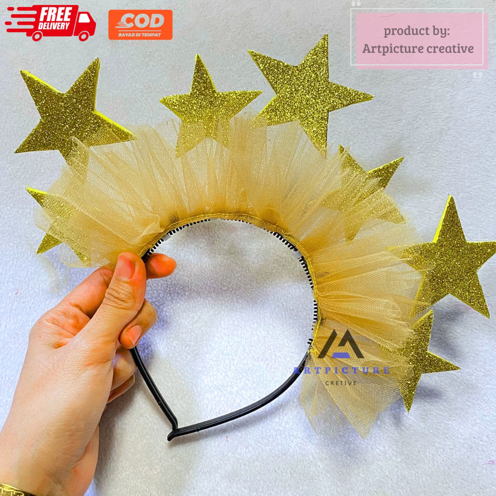 Jual Bandana star bintang gliter tile/bando tile star gliter/bando star ...