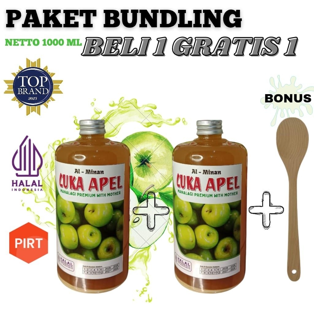 Jual beli 1 500 ml bonus 1 botol 500 ml cuka apel manalagi apel 100% ...