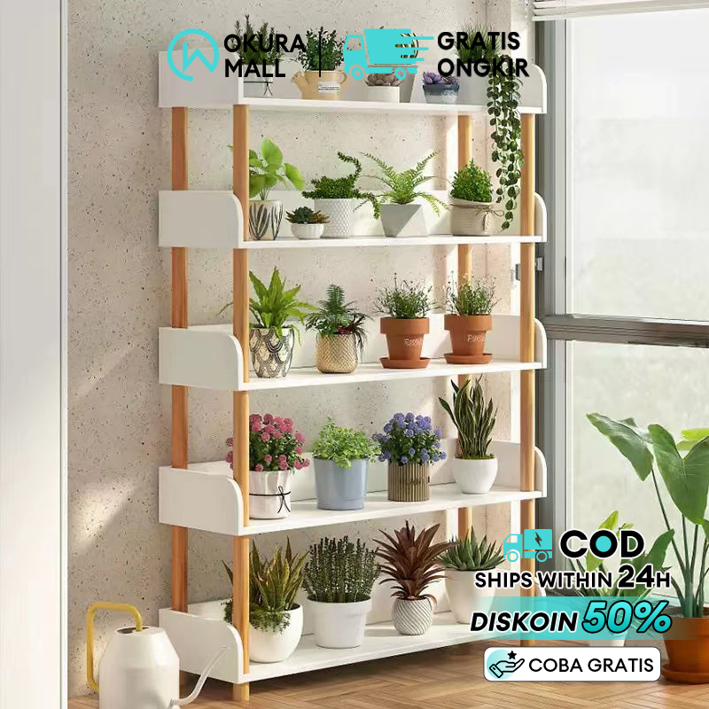 Jual OKURA Rak Bunga Kayu Rak Display Rak Susun Penyimpanan Rak Susun ...