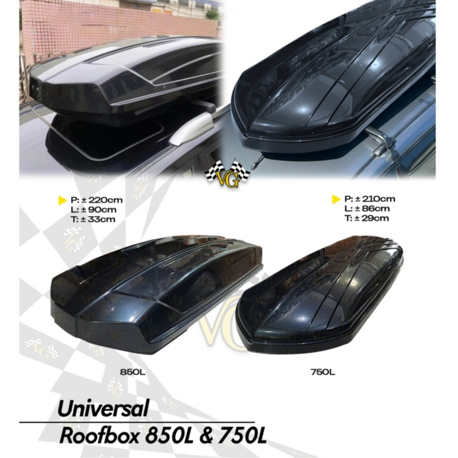 Jual Universal Roofbox Roof Box 172L (Roda Koper) 740L 750L 850L ...