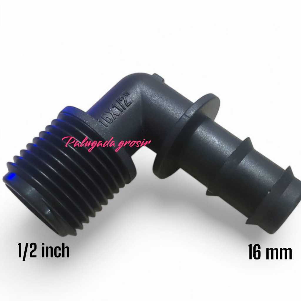 Jual Konektor Elbow Selang PE 16 mm ( 1/2 ) X 1/2 Inch Male Drat Nepel Sambungan 13/16 ...