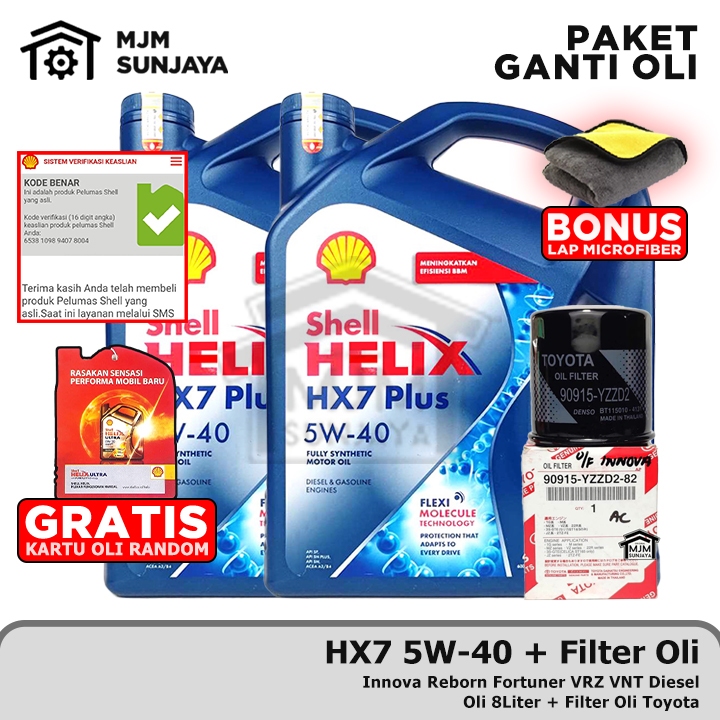 Jual [GRATIS FILTER OLI] PAKET Ganti Oli Mesin Shell Helix HX7 SAE 5W ...
