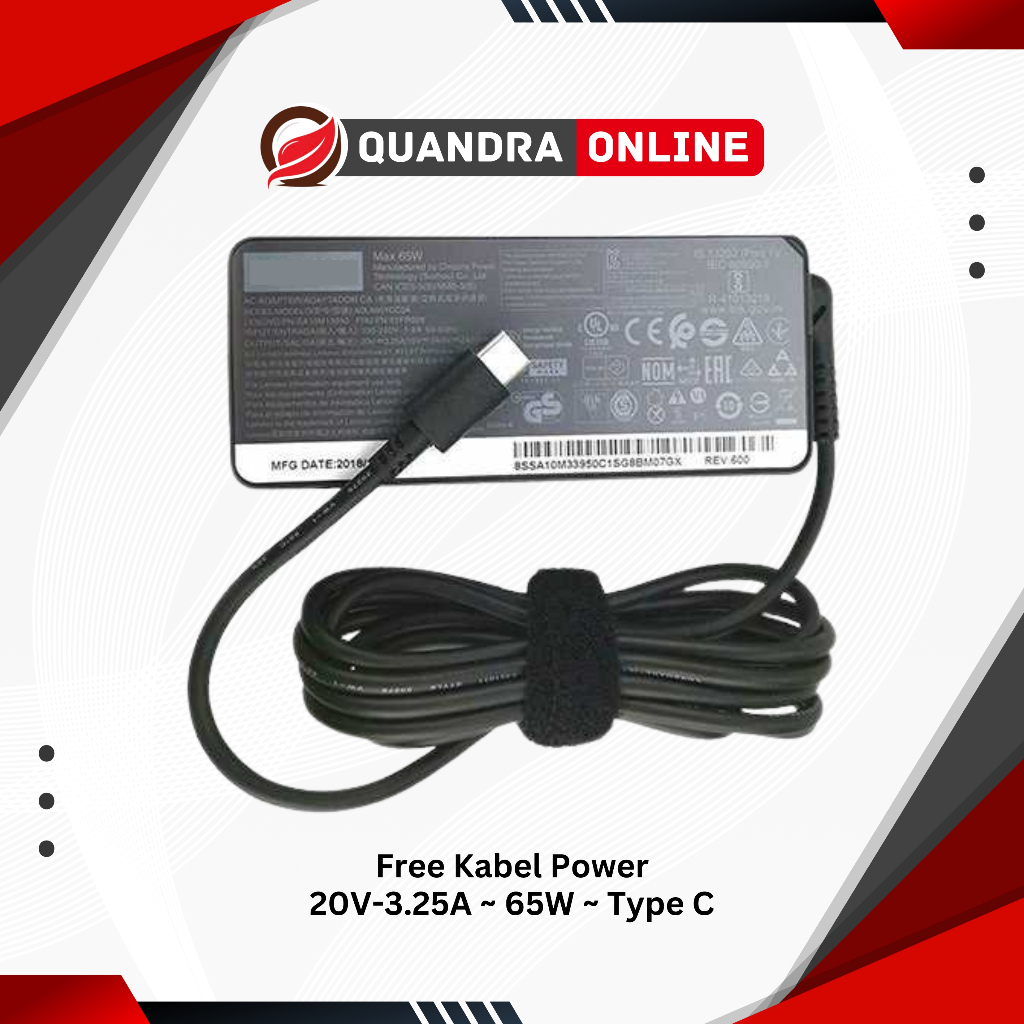 Jual Adaptor Charger Lenovo ThinkPad X1 Yoga X1 Carbon Gen 5 Gen 6 Gen ...