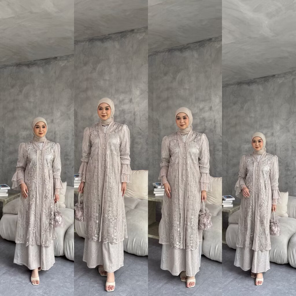 Jual READY!!!Shafana dress outer busui friendly brukat mix chantily ...