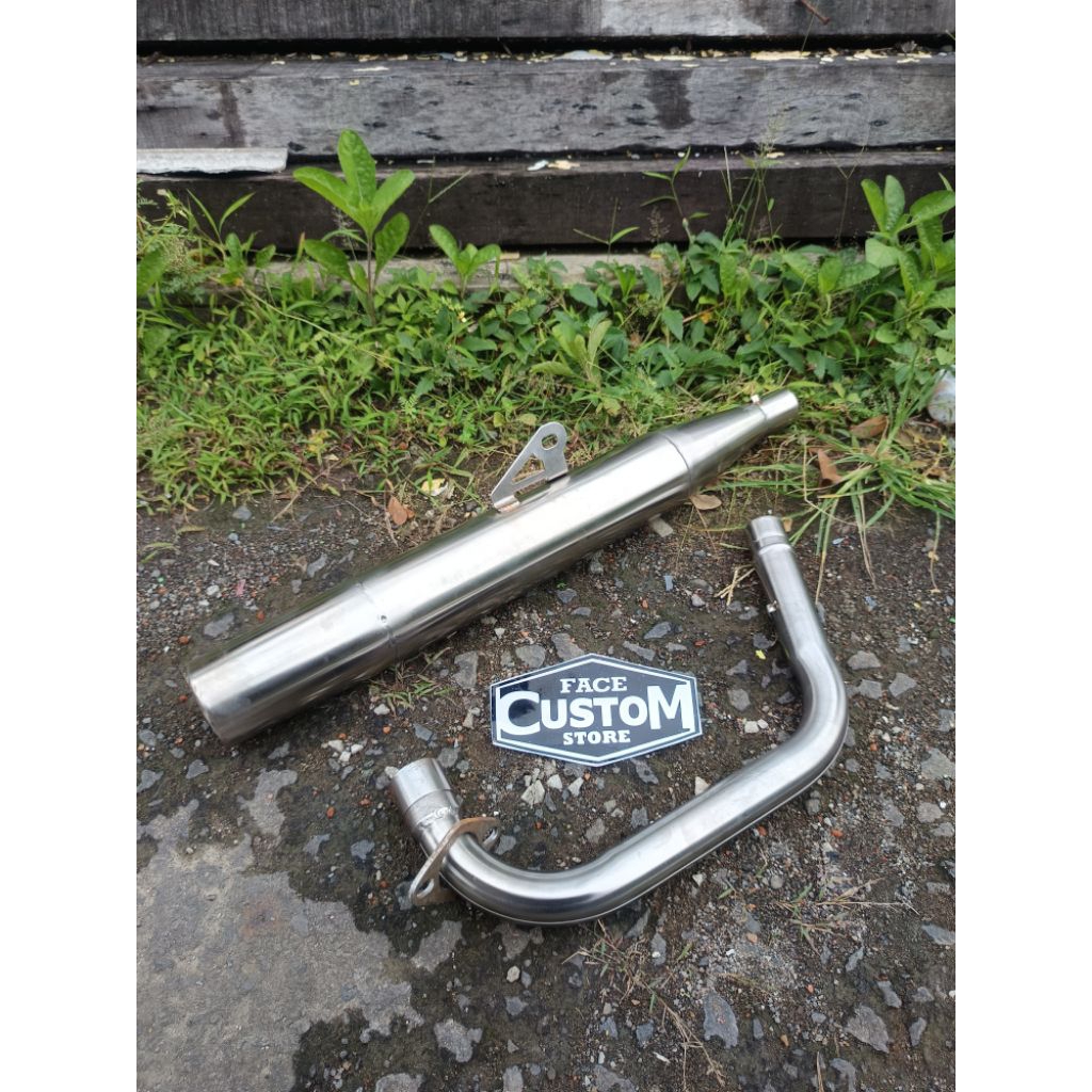 Jual Knalpot Japstyle Bobber Chopper Bratstyle BSA satu set leheran ...
