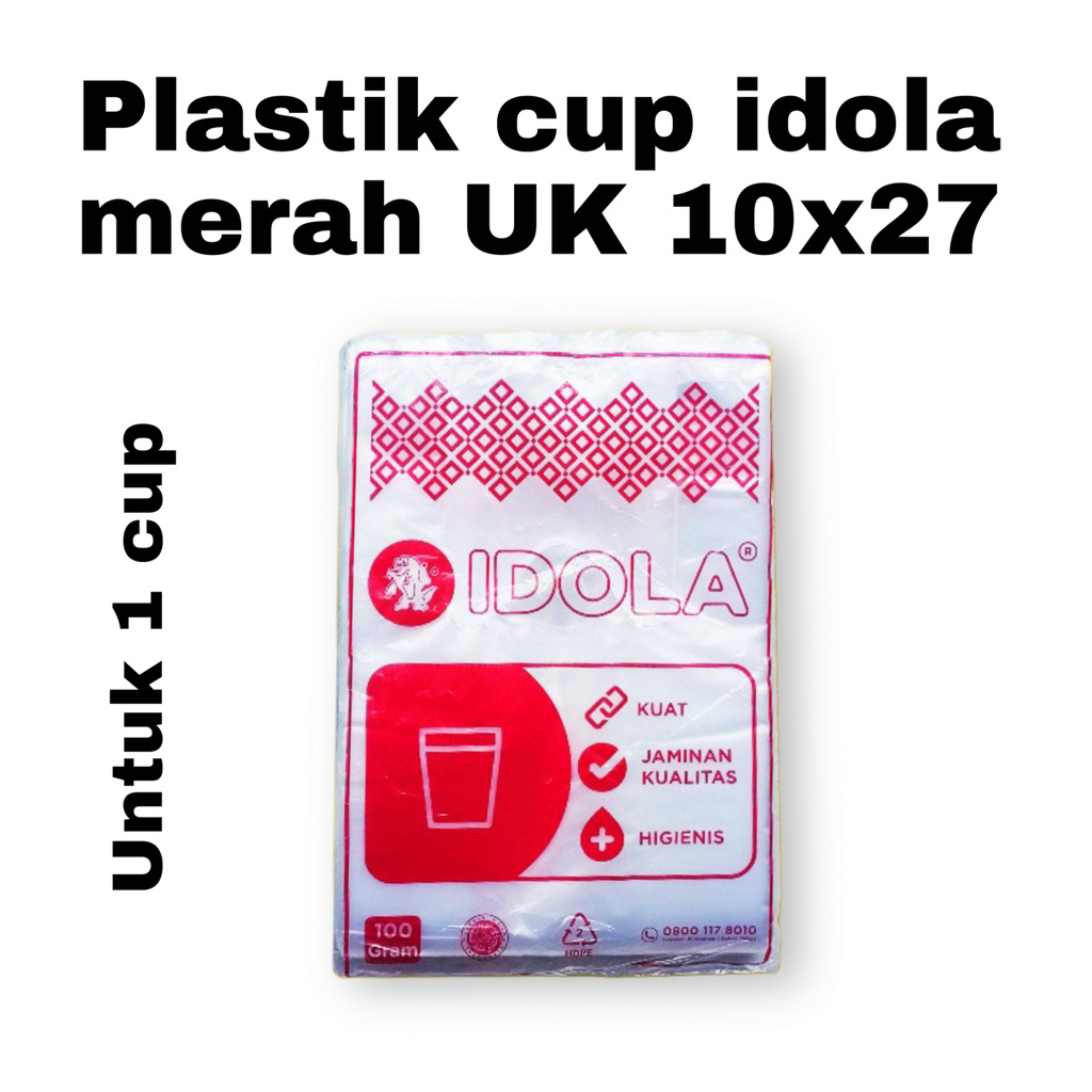 Jual plastik cup es teh jumbo untuk 1 cup ukuran 10x27 idola merah ...