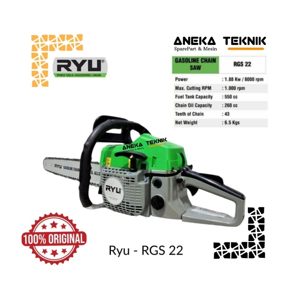 Jual Aneka Teknik Mesin Gergaji Chainsaw Senso Sinso RYU RGS-22 Asli ...