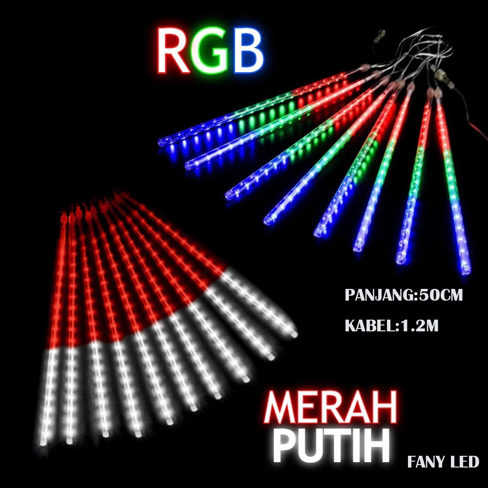 Jual Lampu meteor led 8batang 50cm jatuh rain taman hias 10 Batang ...