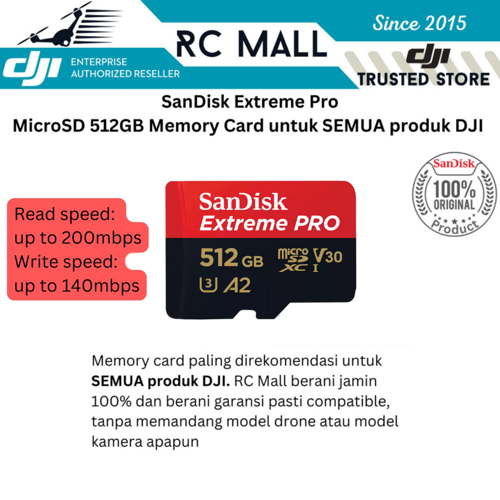 Jual Memory Card Drone Camera DJI Sandisk Extreme PRO 512GB MicroSD ...