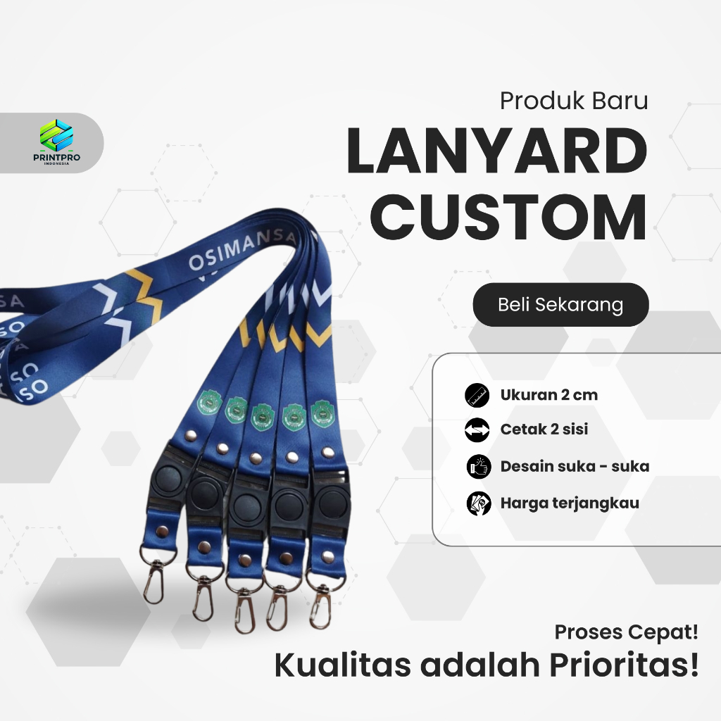 Jual Lanyard Custom Ukuran 2cm 2sisi Cepat dan Murah Desain Bebas ...