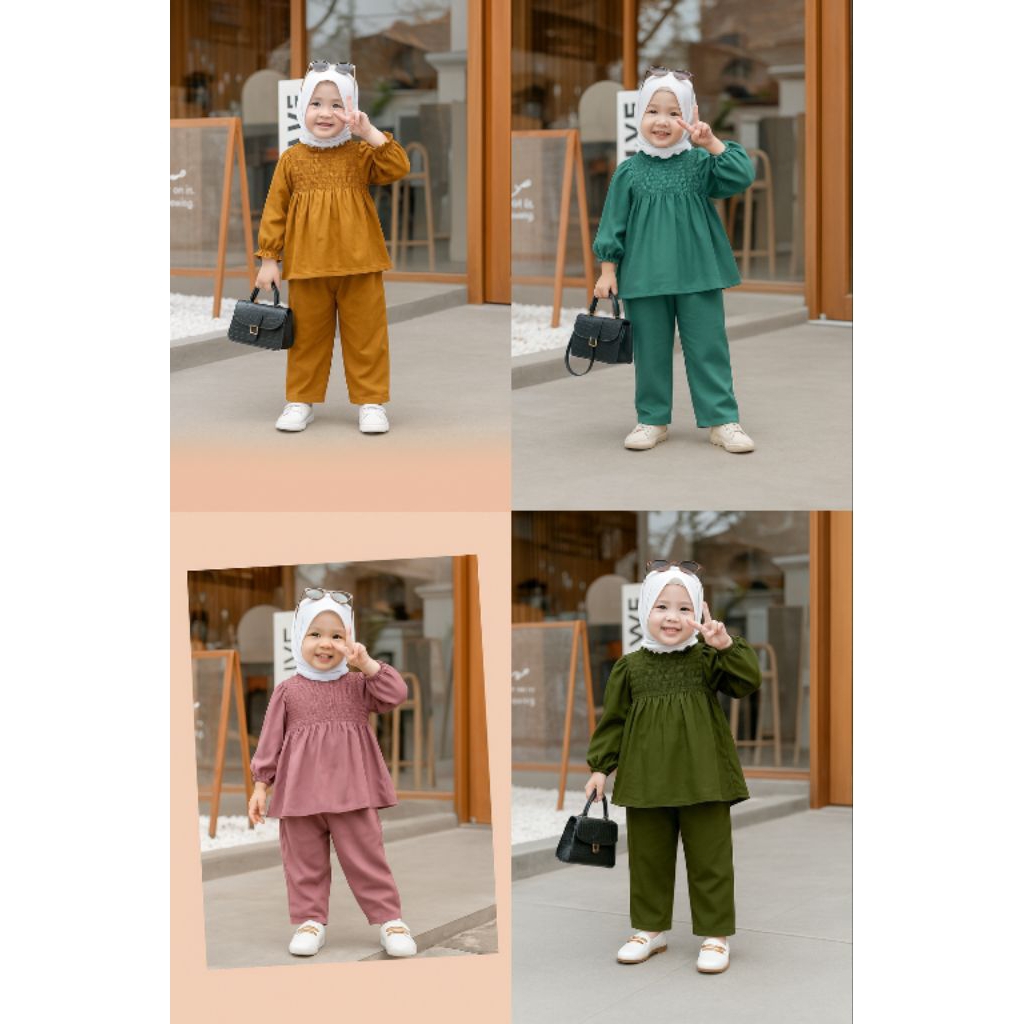 Jual Baju Setelan Stelan Smoke Anak Perempuan Muslim Rayon Simpel Anak ...
