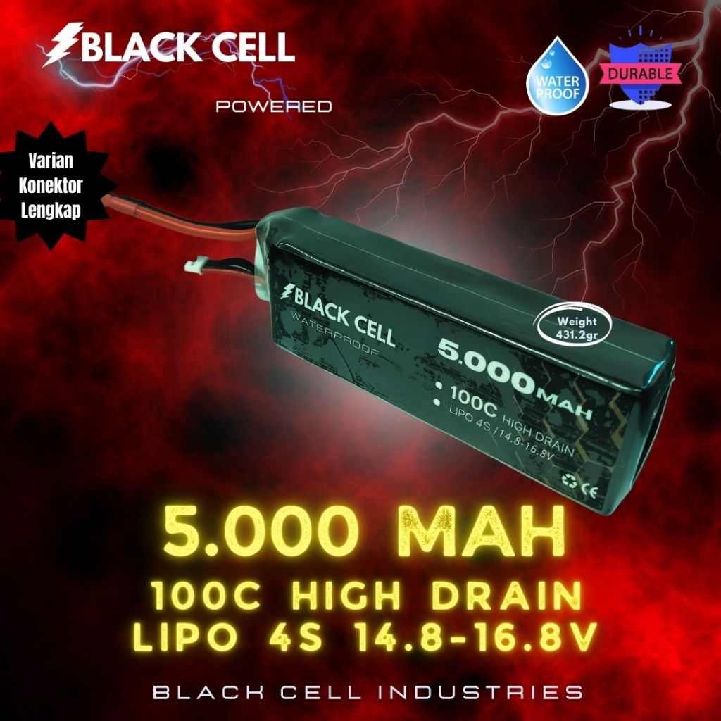Jual RC LIPO BATTERY 4S 14.8V - 16.8V 5000MAH 100C BLACK CELL High ...