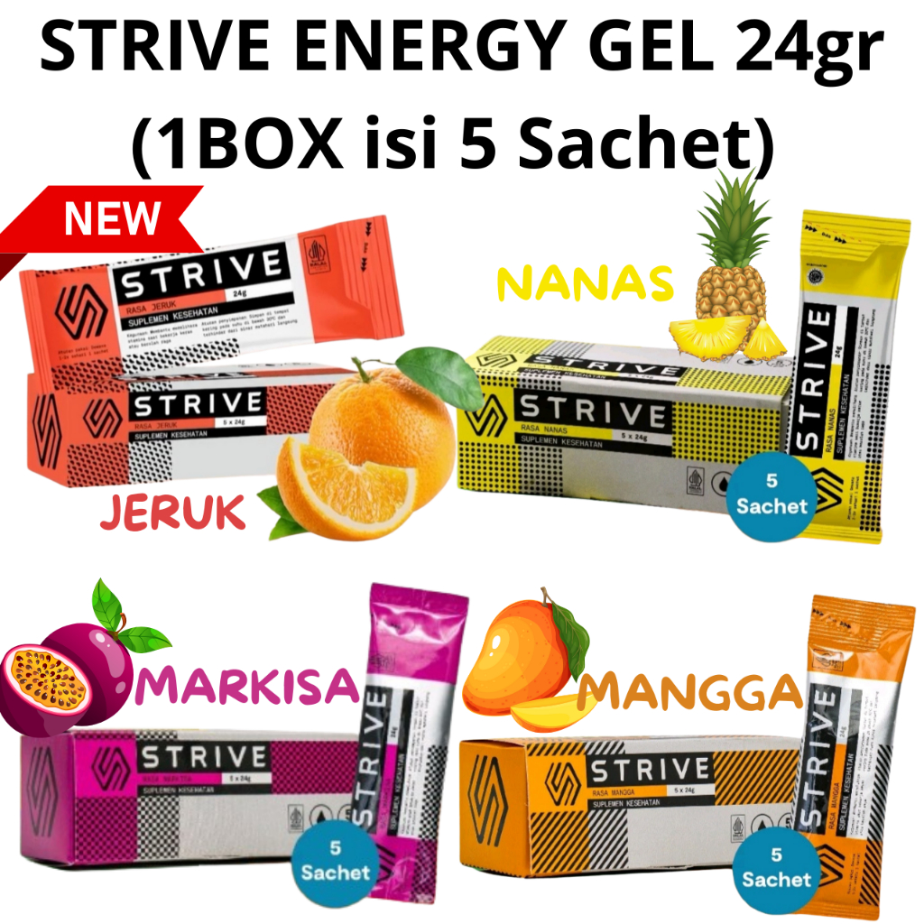 Jual STRIVE ENERGY GEL 24g supplemen tenaga lari sepeda triathlon GU 1 ...