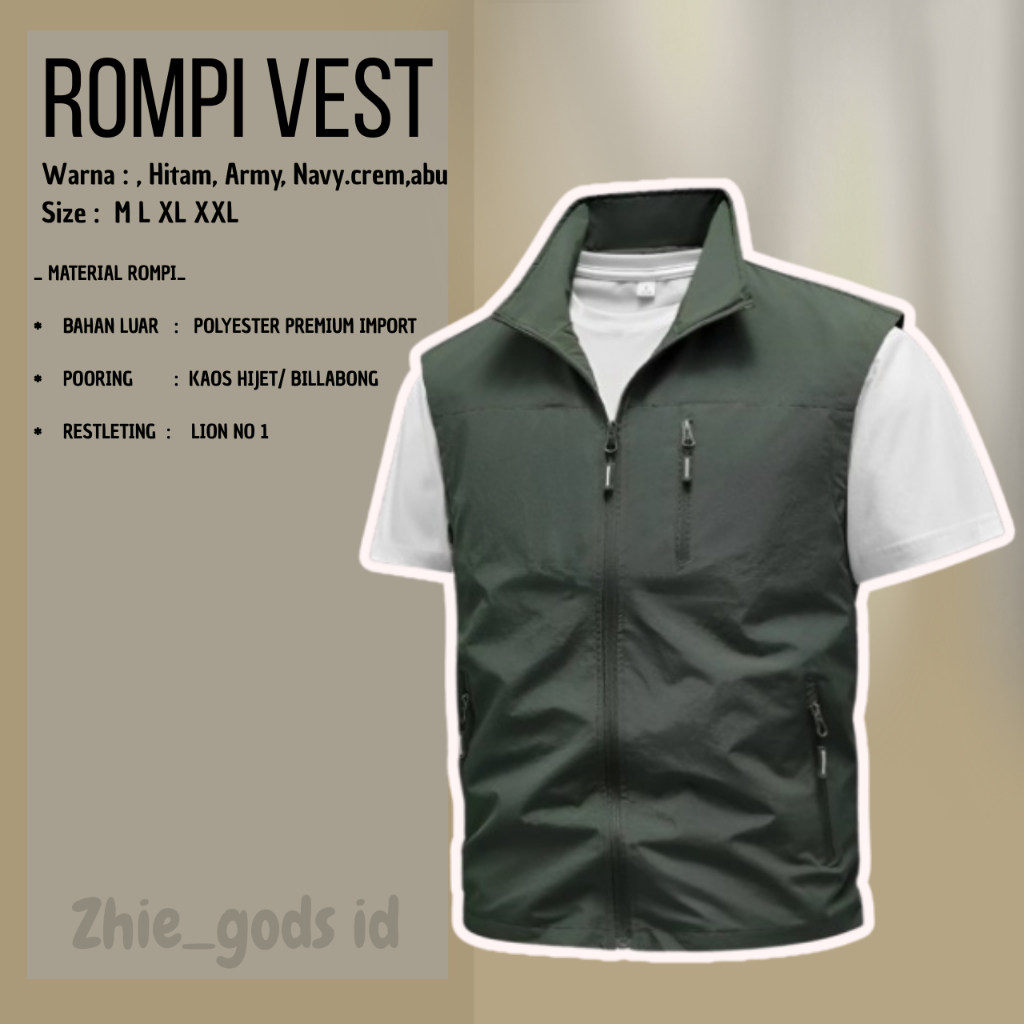 Jual ROMPI OUTDOOR PRIA DAN WANITA TERBARU/ROMPI VEST ANTI AIR,ANTI ...