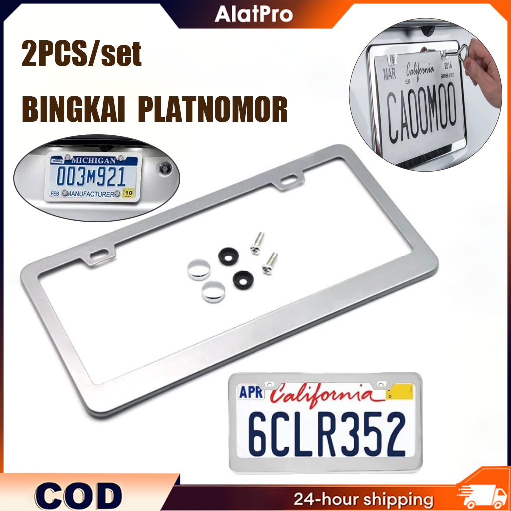 Jual 【2pcs】Bingkai plat nomor logam baja tahan karat yang menebal/anti ...