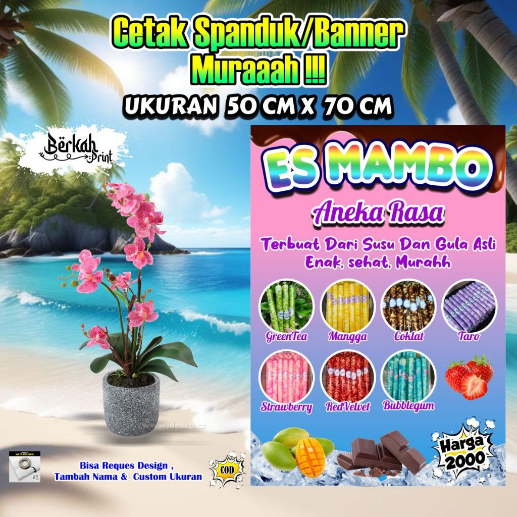 Jual Spanduk Banner Es Mambo Ukuran 50 cm x 70 cm | Shopee Indonesia
