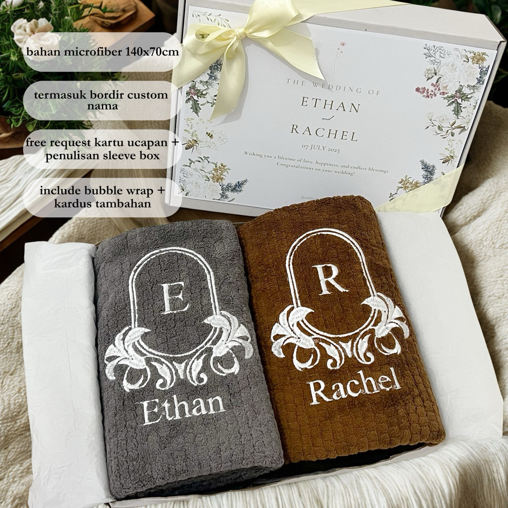 Jual Handuk Couple Bordir Custom / Handuk Seserahan Pernikahan Wedding ...