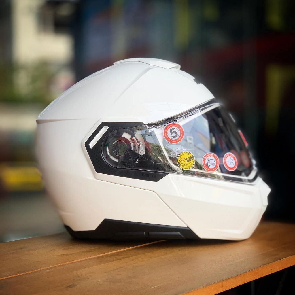 Jual Helm Full / Halfface Modular FlipUp Nolan N90-3 White Glossy (2XL) | Shopee Indonesia