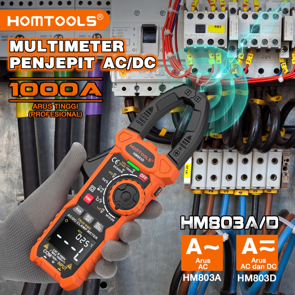 Jual HOMTOOLS HM803/803A/D Meteran Klem Digital 1000V/1000A AC/DC True ...