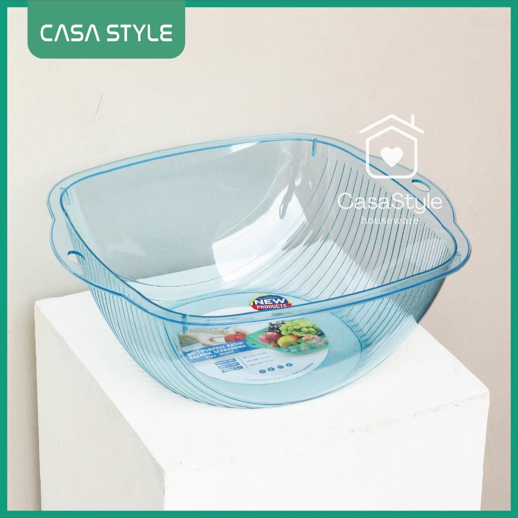 Jual (CASA) Baskom Tebal Cuci Buah Sayur / Ember Cuci Muka Transparan ...