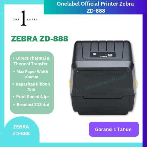 Jual ONELABEL NEW PROMO PRINTER ZEBRA ZD888 Pengganti GT820/GC420t/GK888t | Shopee Indonesia
