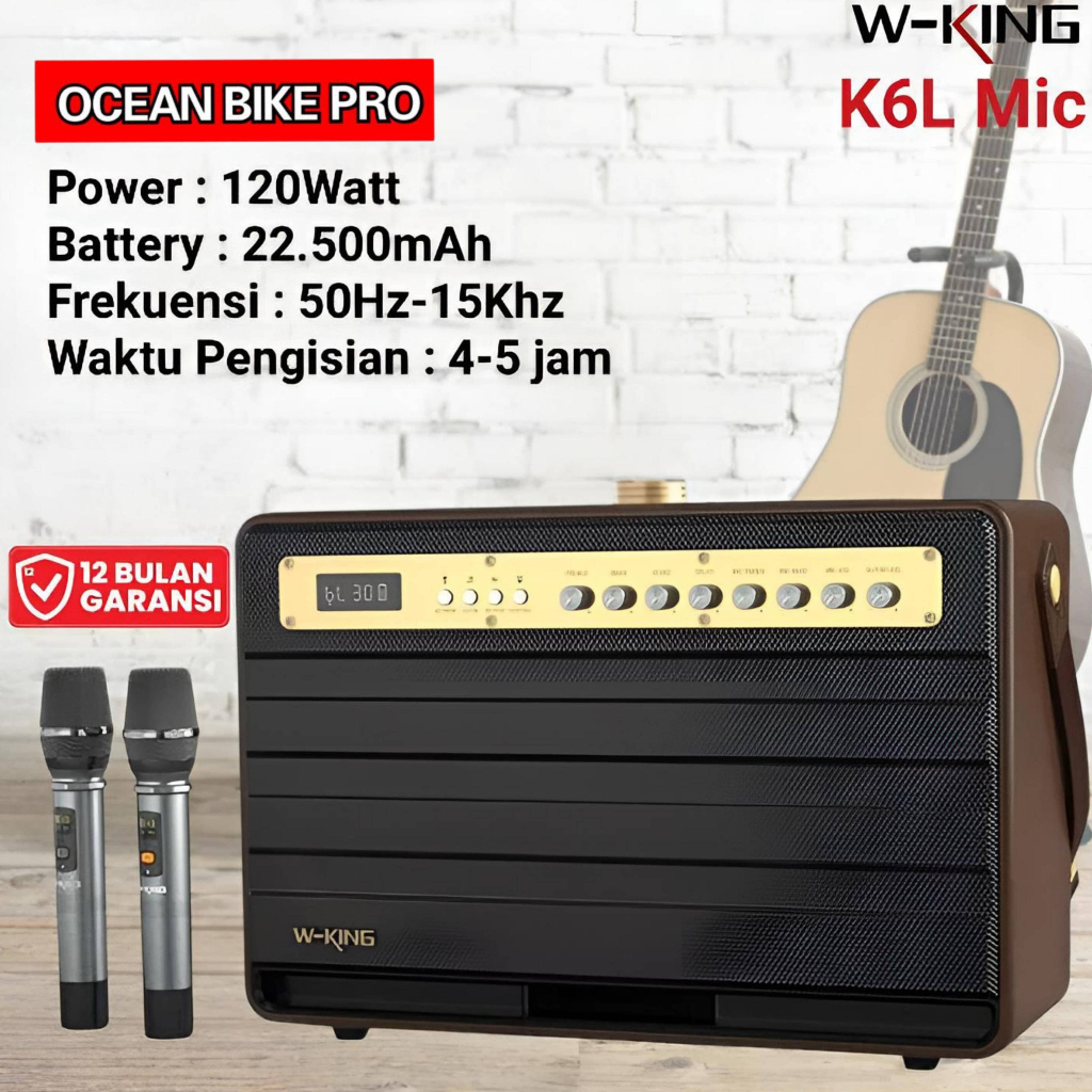 Jual Wking Speaker Bluetooth Super Bass Karaoke TWS 2 Mic Microphone ...