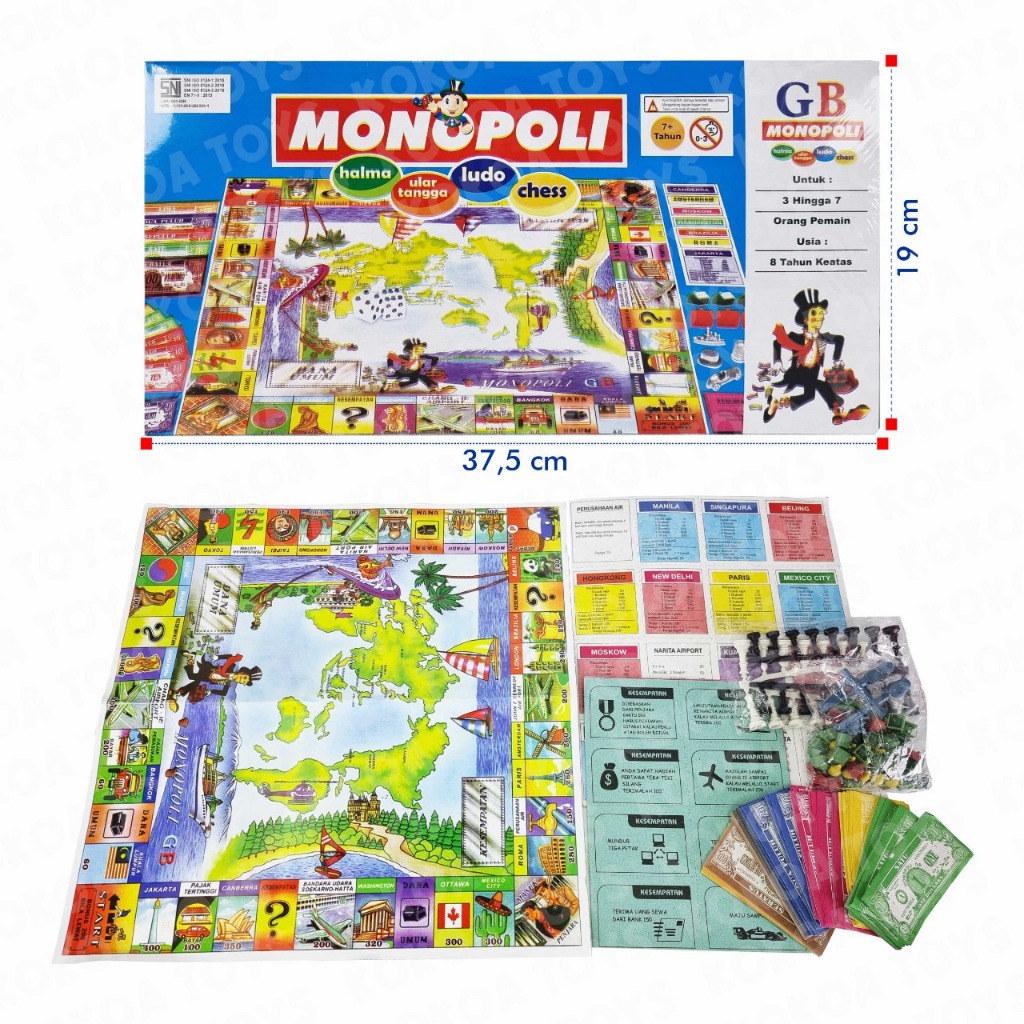 Jual Mainan Monopoly GB 5 in 1 Ular Tangga, Ludo, Halma, Chess dan ...