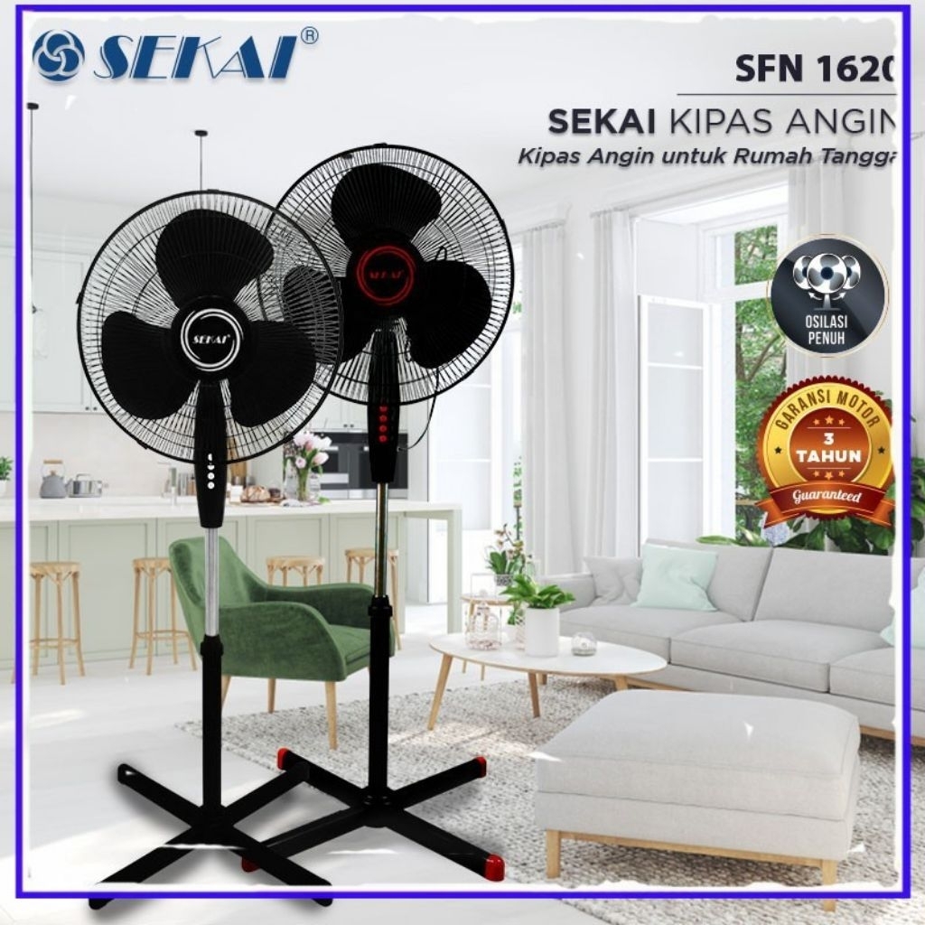 Jual Kipas Angin Berdiri Sekai SFN 1620 Stand Fan 16" Taifun Hitam ...