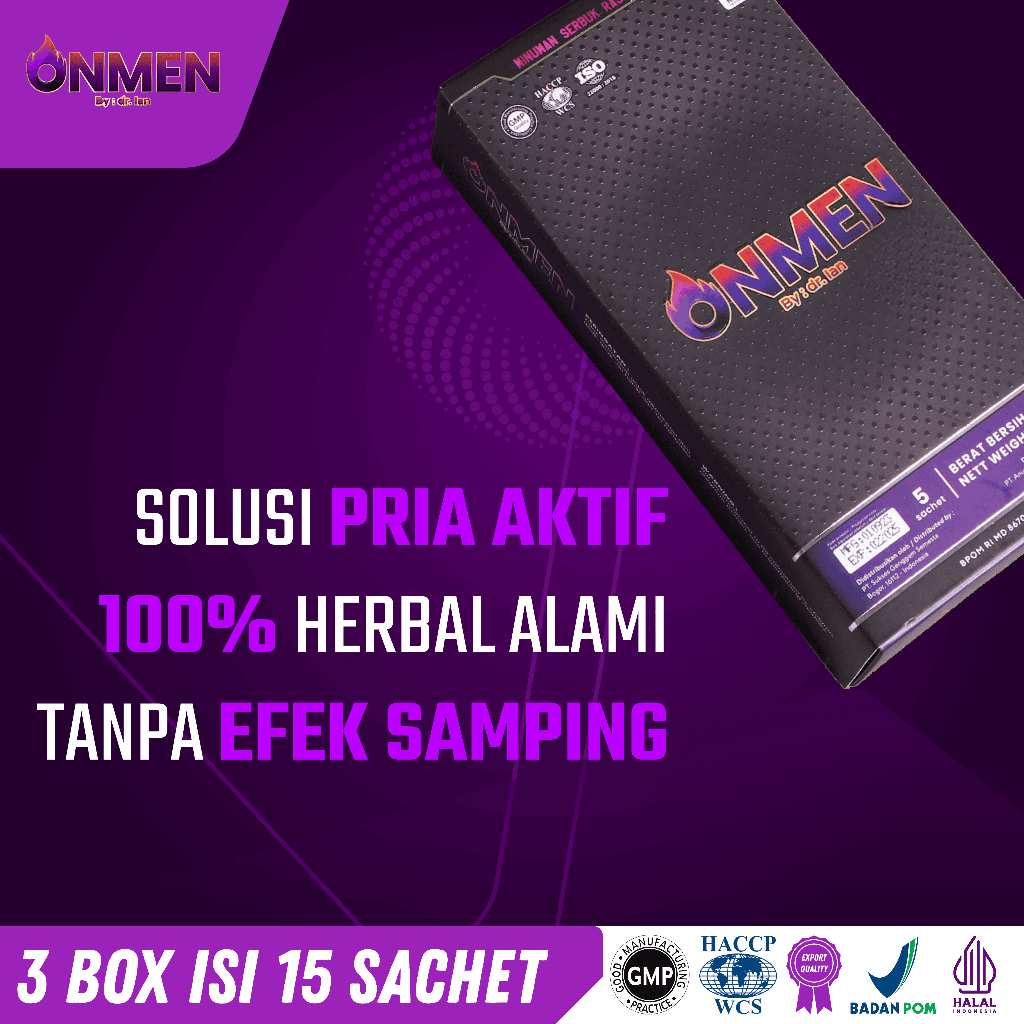Jual ONMEN - MINUMAN SUPLEMEN KESEHATAN PRIA DEWASA (3 BOX = 15 SACHET ...