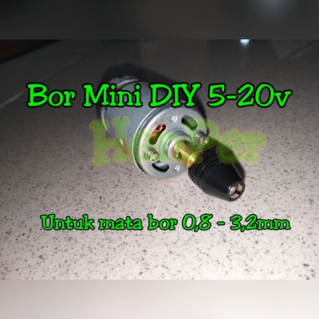 Jual Bor mini DIY dinamo 550 max 21volt chuck mata bor 0,8-3,2mm ...