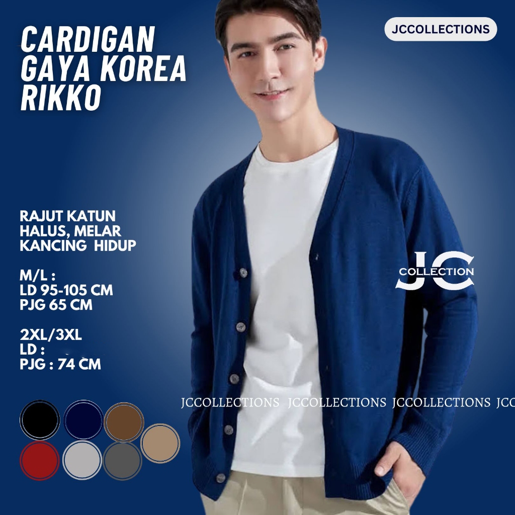 Jual Cardigan Pria Rajut Premium Combed Riko - JCCollections / Kardigan ...