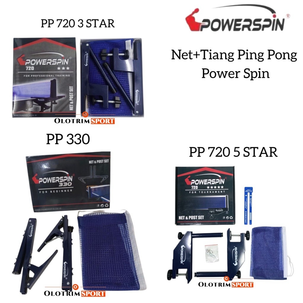 Jual Tiang Net Ping Pong Full Set POWERSPIN 330 720 3 STAR 720 5 STAR ...