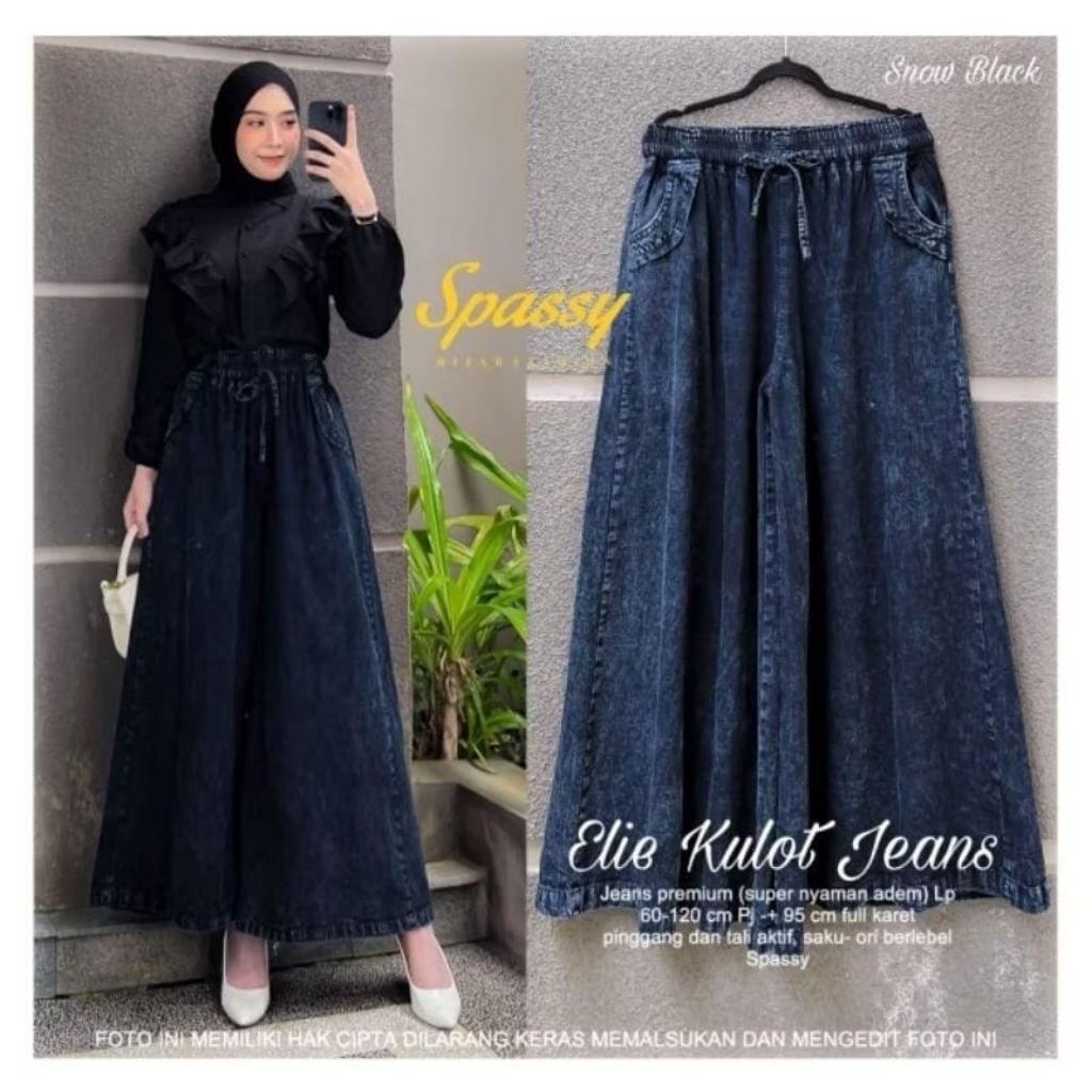 Jual Kulot jeans wanita jumbo-kulot jeans lingkar pinggang 120cm-kulot ...