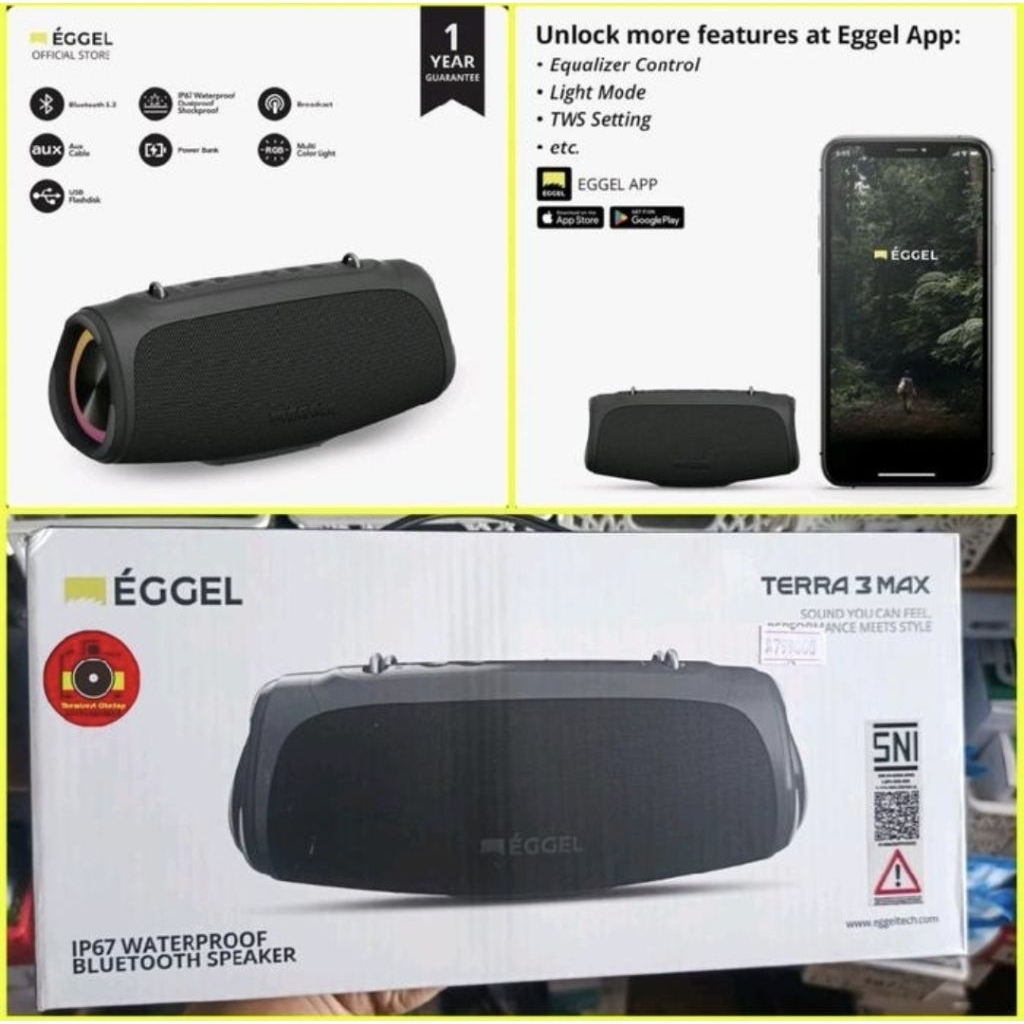 Jual Eggel Terra 3 Max RGB Bluetooth Speaker Waterproof Aux USB ...
