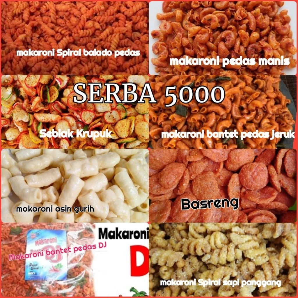 Jual TERMURAH SERBA 5000 ANEKA SNACK CAMILAN MAKARONI BANTET SPIRAL ...