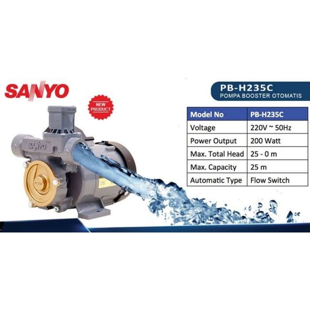 Jual SANYO BOOSTER Pump 200 watt PB-H 235 C-S pompa pendorong air | Shopee Indonesia