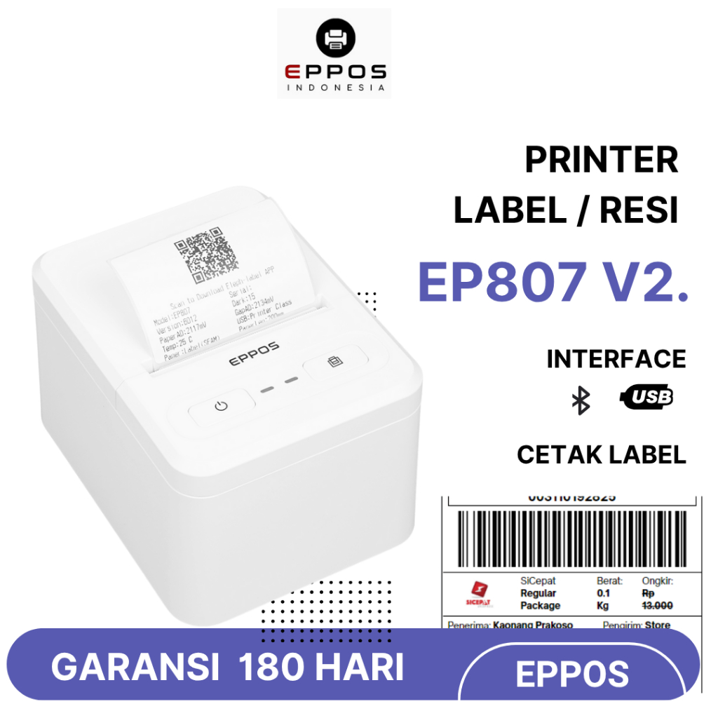 Jual Printer Resi Label Thermal EPPOS EP807 - USB Bluetooth | Shopee ...