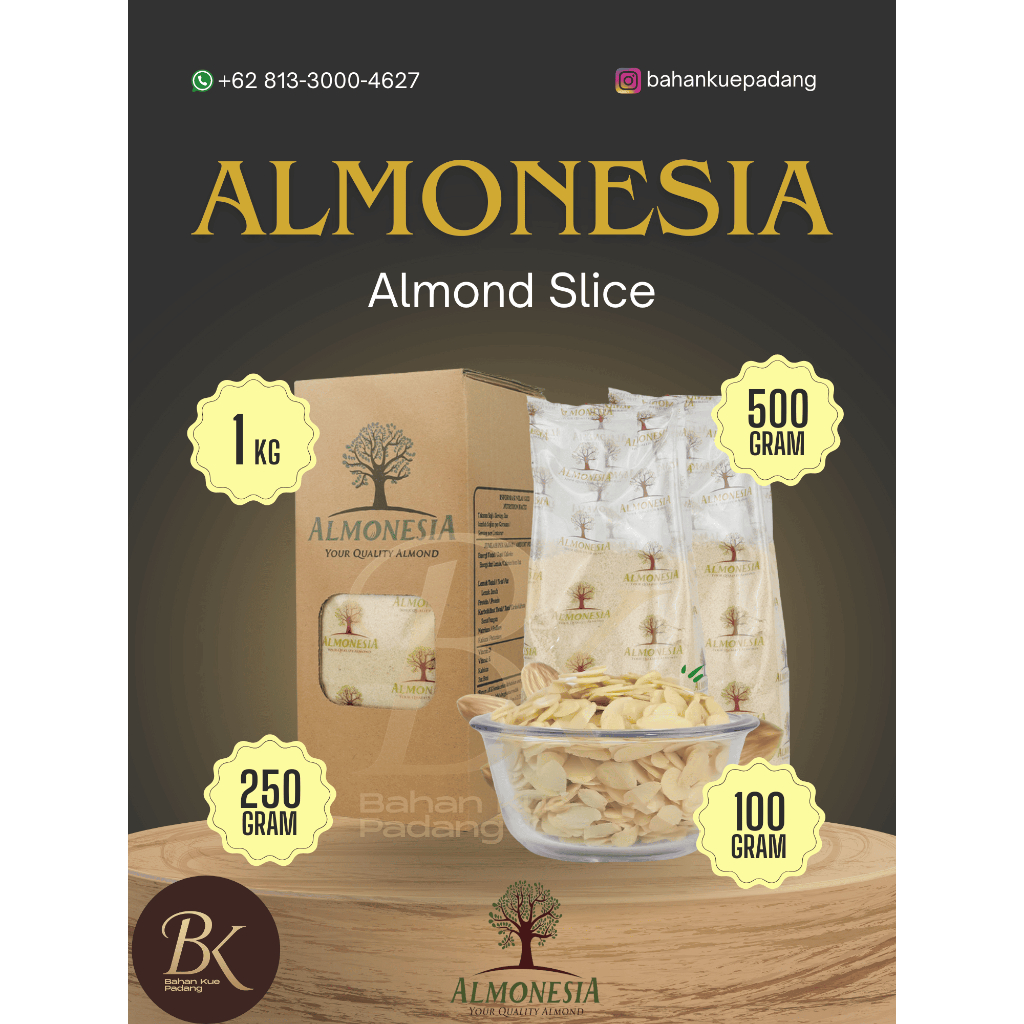 Jual Almonesia - Almond Sliced Repack 1 Kg/ 500 GR/ 250 gr (Topping ...