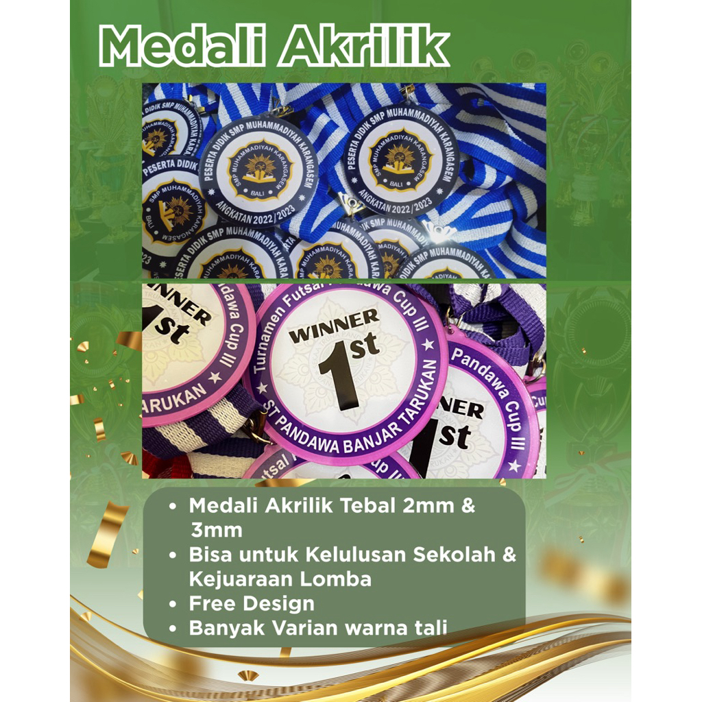 Jual Medali Wisuda / Medali Kelulusan / Medali Akrilik Custom / Mendali ...