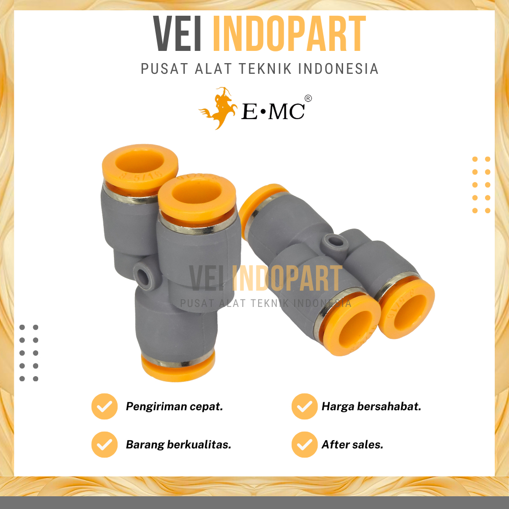 Jual EPY 14 EMC / Fitting Y Pneumatic Slip Lock Selang 14mm x 14mm x ...
