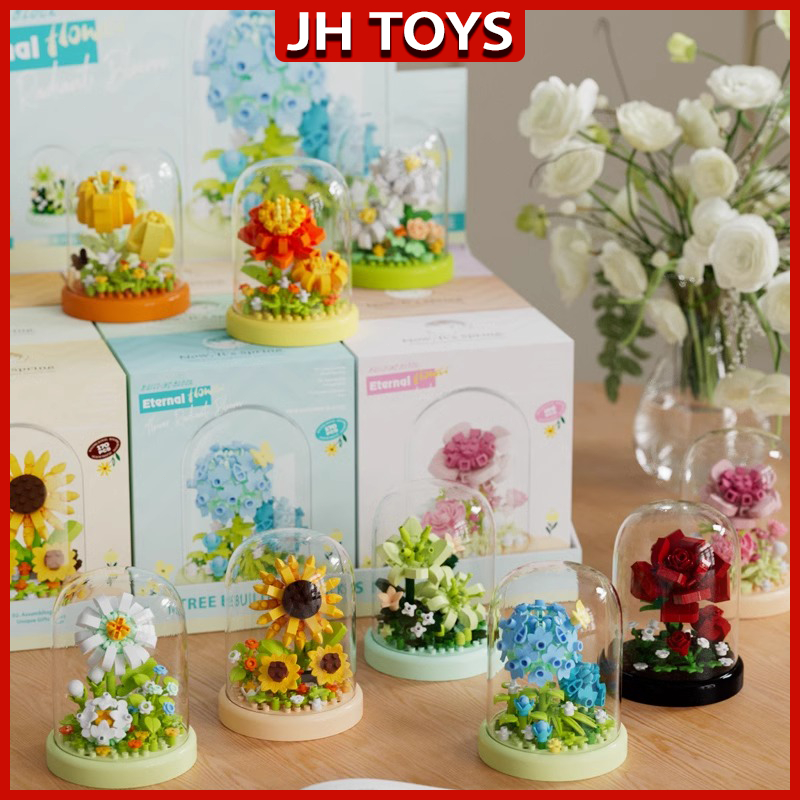 Jual JH TOYS Mainan Blok Bricks Bunga Susun Bunga Buket Mainan DIY Blok ...
